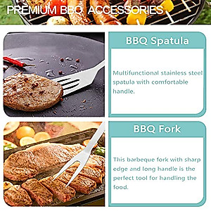Piduules 9pcs BBQ Grill Accessories Set, Multifunctional Stainless Steel Barbecue Tools Set in Case for Outdoor Picnic, Camping, Smoking, Grilling