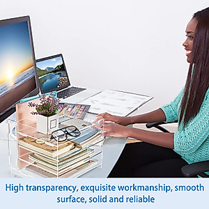 Maitys 4 Tier File Organizer Acrylic Desk Organizer for Letter A4 Clear Stackable Acrylic Paper Organizer Multiple Holder Acrylic File Storage for Office Home School