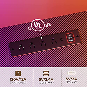 SEVEN WARRIOR L Shaped Gaming Desk with LED Lights & Power Outlets, 50” Reversible Computer Desk with Storage Shelf & Monitor Stand, Corner Desk with Cup Holder, with Headphone Hook, Black