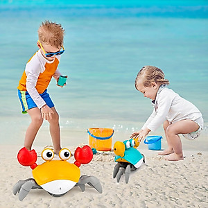 JATOTVE Baby Toys Crawling Crab Tummy Time Toy, Dancing Moving Walking Escape Cute Crab Learning Crawl Boy/Girl Gift, Interactive Development Sensory Toy for Infants Babies Toddlers Kids (Orange)