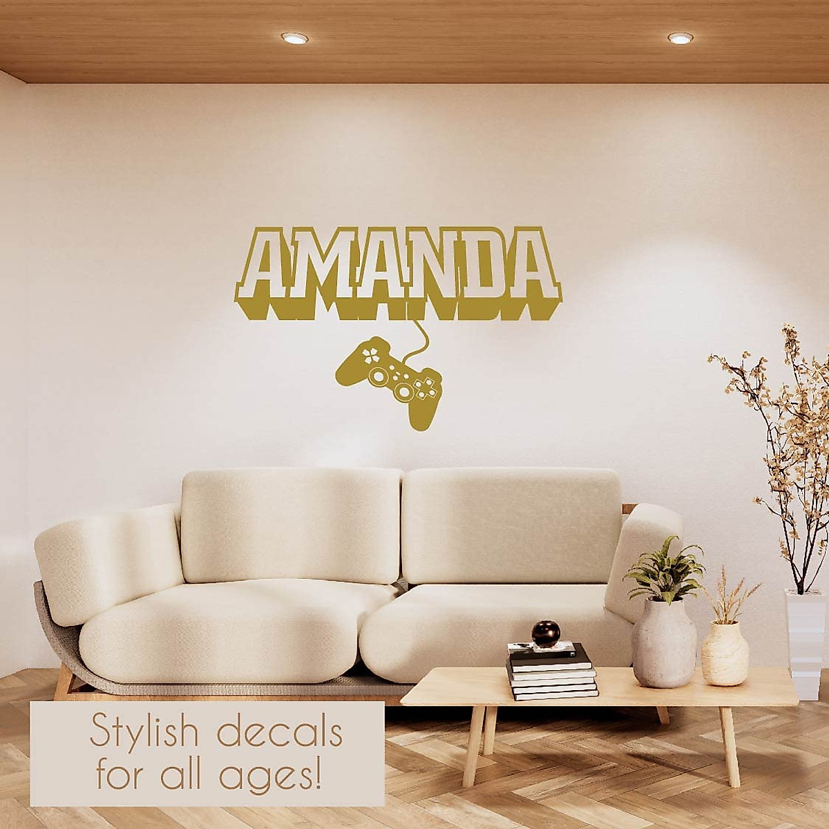 In-Style Decals Wall Vinyl Decal Home Decor Art Sticker 3D Personalized Name Boy Girl Gamer Controller Video Game Studio Teen Nursery Play Room Removable Stylish Mural Unique Design 2443