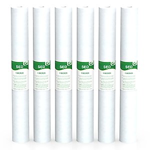 VEGEBE 5 Micron Water Filter 20" x 2.5" Replacement Cartridge, 20-inch Sediment Pre-Filters for Whole House Water Filtration/Water Softener Systems, 6-Pack