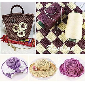 2Roll 200G 3mm Hollow Braided Polypropylene Rope,Lightweight Knitting Silk Thread,Bright Color Crochet Knit Yarn for Golf Courses, Trail Marking,Crowd Control,DIY Craft Projects