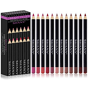 SHANY Dreamy Dozen Matte Lip Liner Set Vegan - Long-Lasting Professional Velvet Cruelty-Free Lipstick Pencils Pens in Varying Shades - Pack of 12