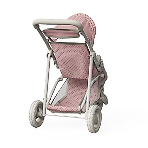 Olivia's Little World Doll Jogging-Style Stroller with Canopy, Storage Underneath, Pink and Cream and Gray