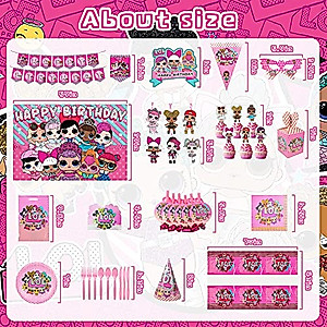 241PCS Surprise Birthday Party Supplies, Pink Birthday Party Decorations Included Banner, Backdrop, Balloon, Tablecloth, Hanging Swirl, Tableware, Blowing Dragon Party Decorations for Girls Birthday