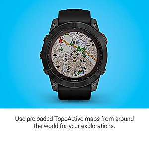 Garmin fenix 7X Sapphire Solar, Larger adventure smartwatch, with Solar Charging Capabilities, rugged outdoor watch with GPS, touchscreen, wellness features, carbon gray DLC titanium with black band