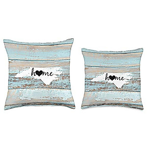 North Carolina Barn Board Shiplap Home Heart Gift North Carolina Rustic Home Pride US State Distressed Look Throw Pillow, 16x16, Multicolor