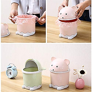 Kariwell Mini Trash Can with Lid - Cute Animal Desktops Trash Can, Rubbish Storage, Garbage Bin for Office Kids Bedroom Use