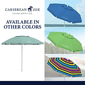 Caribbean Joe Chaby International Portable, Adjustable Tilt Beach Umbrella with UV Protection, Mint, 7 FT
