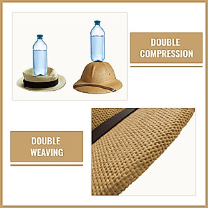 100% Straw Helmet Pith Sun Hat Summer Men Vietnam War Army Hat Dad Boater Bucket Hats Safari Jungle Miners Cap