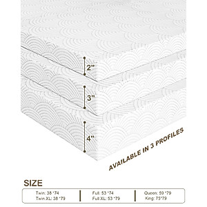 Zenzy 3" Twin Extra Long Firm Memory Foam Mattress Topper, [Removable] [Washable] Cover and [Adjustable] Straps, CertiPUR-US Certified Firm Mattress Topper Twin XL for College Dorm- Beige