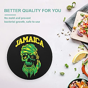 Flag of Jamaica Printed Round Cutting Board Glass Chopping Blocks Mats Food Tray for Home Kitchen Decoration