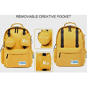 Laptop Backpack Women Men, College Bookbag Water Resistant Travel Backpacks Stylish School Student Bag Gift Casual Hiking Daypack with Anti Theft Pocket Fits 14-15 Inch Computer, Yellow