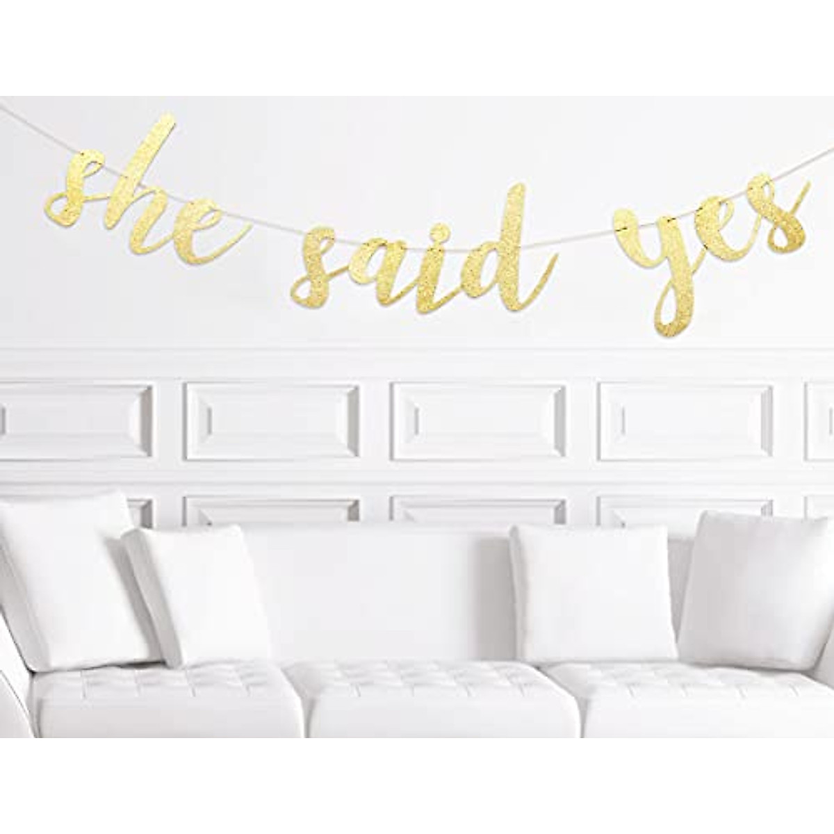 She Said Yes Golden banner - Golden Glitter Wedding Decorations, Proposal Bridal Party Shower Decoration, Miss to Mrs banner Ladies Photo Booth Props, Bridal Shower Decorations, Girl Banner Decoration Supplies