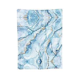 Perinsto White Blue Marble Throw Blanket Ultra Soft Warm All Season Decorative Fleece Blankets for Bed Chair Car Sofa Couch Bedroom 50"X40"
