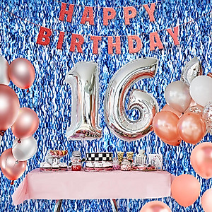 Wavy Blue Metallic Tinsel Foil Fringe Curtains, 2 Pack 3.3x8.3 Feet Party Streamer for Birthday Party Decorations, Halloween Decor, Foil Curtain for Bachelorette Party