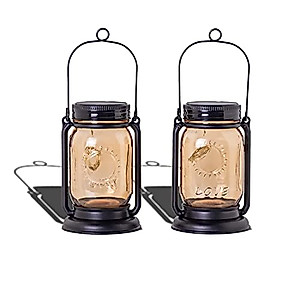 Hanging Solar Lights Outdoor - 2 Pack Solar Powered Waterproof Landscape Christmas Lanterns with Retro Design for Patio, Yard, Garden and Pathway Decoration (Warm Light)