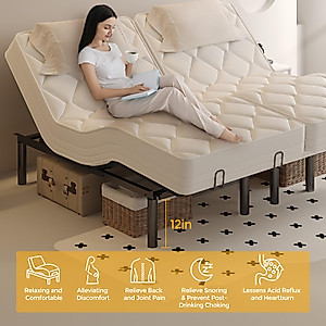Split King Adjustable Bed Frame - Ergonomic Electric Smart Bed Base Frame with Remote, Upgraded Quiet Motor, Anti-Snore/Zero-Gravity/Memory Presets/Head and Foot Incline, Easy Assembly