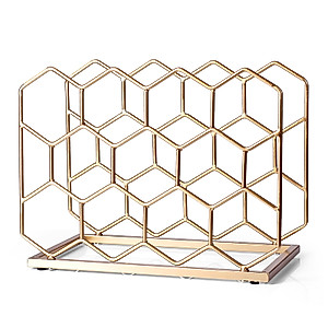 Drincarier 14 Bottle Countertop Wine Rack - Freestanding Modern Gold Metal Wine Rack - Tabletop Wine Holder Stand for Cabinet, Pantry, Wine Bottle Storage…