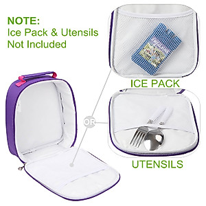 yodo Kids Insulated Lunch Tote Bag with Name Tag for Girls, Butterfly