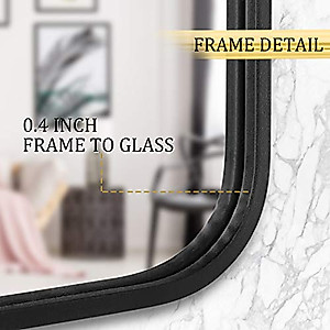 LEORISO 16 x 24” Black Bathroom Mirror for Wall, 1.3” Metal Frame Rectangle Mirror, Wall-Mounted Mirror Hangs Horizontal Or Vertical