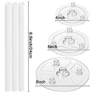 wexpw 36 Pieces Plastic Tier Cake Dowels with 3 Pieces Cake Separator Plates for 4/6/8inch, Cake Separator Plates and Pillars for Tierd Cake Support Cake Tier Stacking Kit