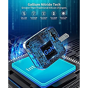 [Apple MFi Certified] iPhone Fast Charger, GEONAV 40W Dual USB C Foldable GaN Charger, 2-Port 20W Power Delivery Quick Charger with 2Pack 6FT Type C to Lightning Sync Cable for iPhone/iPad/AirPods Pro