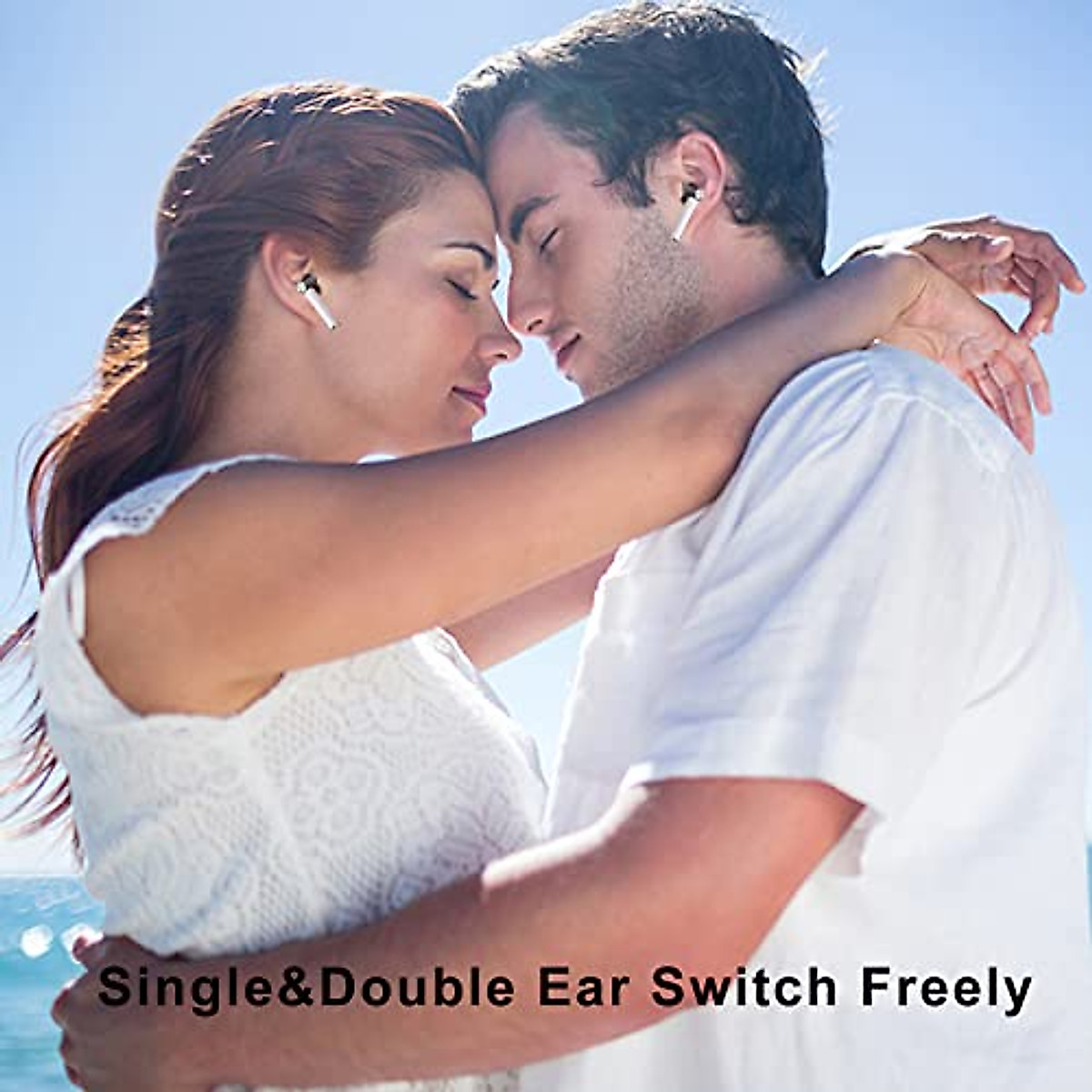 Bluetooth Headphones V5.3 True Wireless Earbuds Press Button Control 48H Earphones Aviation Aluminum Sound Chamber Stereo Headset Long Battery Life with LED Power Display & Built-in Mic for Phone