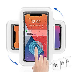 LC-dolida Shower Phone Holder Waterproof 480 Rotation Viewable Shower Phone Stand Case Mount for Bathroom Batheub Kitchen Wall Mirro with iPhone 14 13 12 11 Pro Max XS XR up to 6.8" Cell Phone