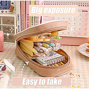 Kawaii Pencil Case, Aesthetic Pencil Case, Japanese Pencil Case, Transparent Large Capacity Cute Girl Stationery Bag (Bear)