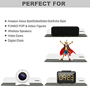 2 Pcs 10" Acrylic Wall Shelf Speaker Stand with Rubbery Surface, Solid Nursery Kids Wall Bookshelf, Invisible Spice Rack, Display Floating Corner Shelf with Cable Clips for Speaker, Webcam, Switch