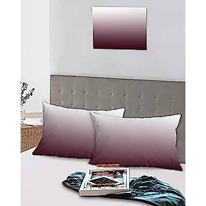 Edwiinsa Wine Red Ombre Pillow Covers Standard Size Set of 2 20x26 Bed Pillow, White Modern Abstract Art Aesthetics Plush Soft Comfort for Hair/Skin Cooling Pillowcases with Envelop Closure