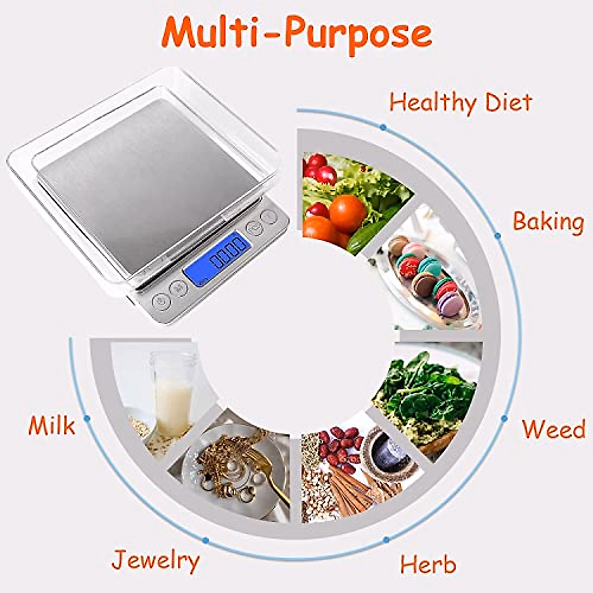 Kitchen Scale, 500g by 0.01Gram/0.001Ounce Small Digital Food Scale, High Precise Measuring Scale for Food Ounces and Grams, LCD Display (02)