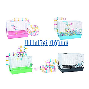 GNB PET Super Large Hamster DIY 20‘’x12''x15'' Cage Habitat with Complete Tunnel Module (Black)