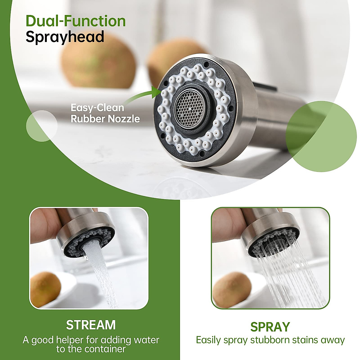 APPASO Commercial Kitchen Faucet with Soap Dispenser, 18'' Tall High Arc Kitchen Sink Faucet, Single Handle Commercial Spring Style Faucet with Pull Down Sprayer for Kitchen Laundry RV, Brushed Nickel