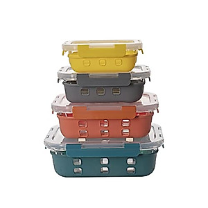 B VACUUM WARE 13 Pieces Meal Prep Borosilicate Glass Food Storage Container set. Stackable, Vacuum Seal, Airtight seal Heat Resistant Silicone Sleeve +Vacuum Pump keeps food fresh longer, Spillproof