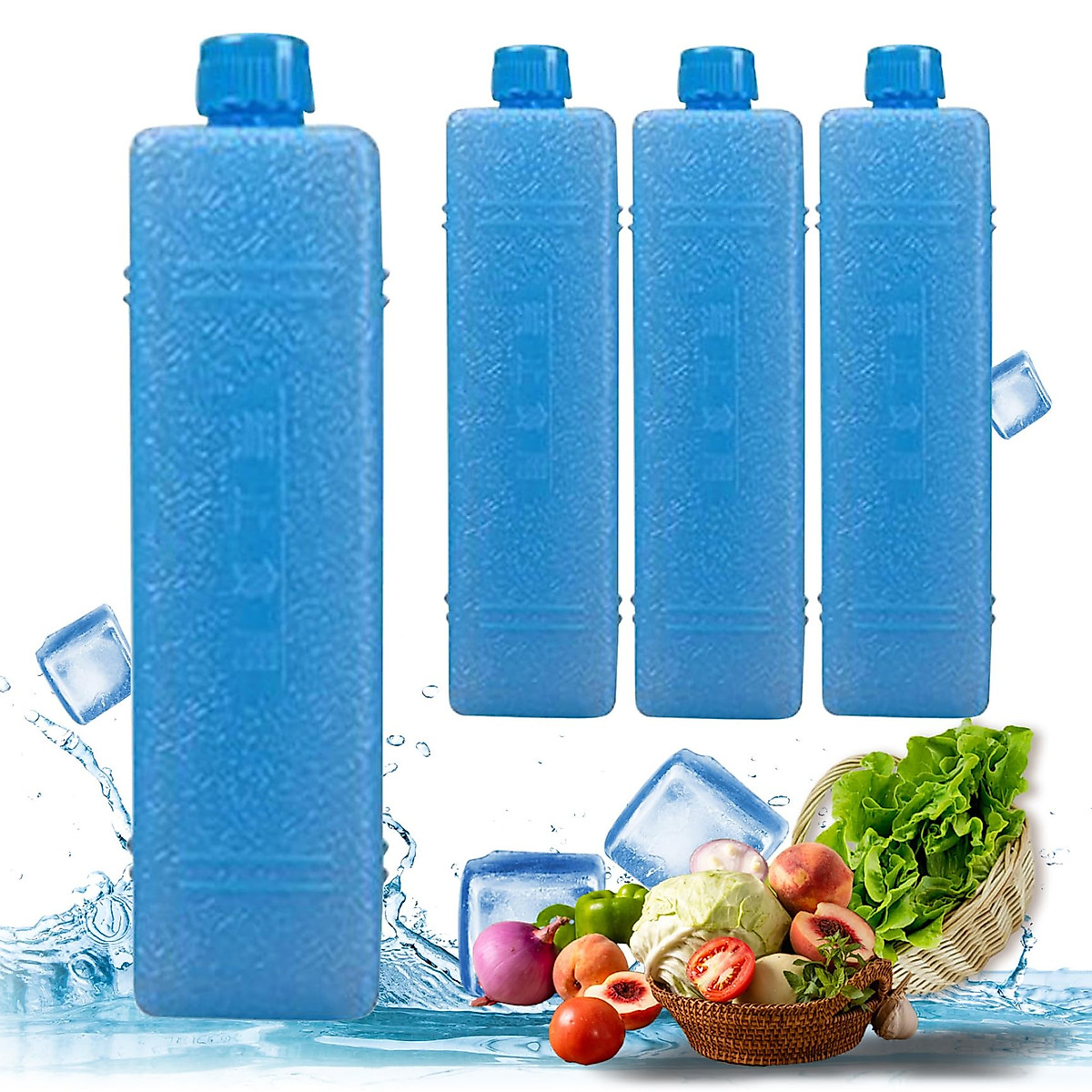 Small Fan, Ice Packs 4Pcs Long Lasting Freezer Blocks Reusable Portable Cooler Freezer Ice Packs Keep Cool for Refrigerator Air Conditioner Fan