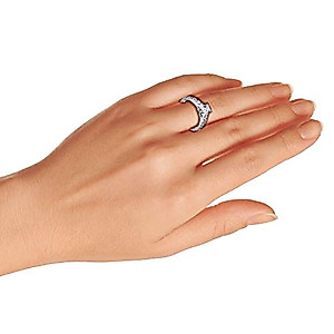 Personalize Traditional 1CT Pear Cubic Zirconia Teardrop or Round Solitaire Thin Pave Band AAA CZ Anniversary Engagement Wedding Ring Set For Women .925 Sterling Silver Custom Engraved