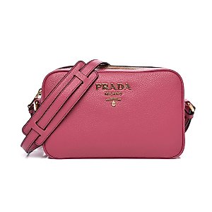 Prada Vitello Phenix Leather Peonia Pink Shoulder Camera Bag 1BH103