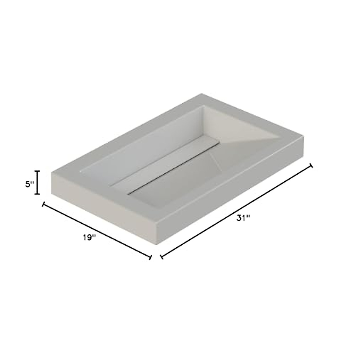 Liftbridge Kitchen & Bath 31 in. W x 19 in. D x 5 in. H Genova White Cultured Marble Top Sink with optional faucet drill-out guides