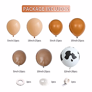 Cow Balloons Garland Arch Kit with Neutral Brown Blush Various Sizes Balloon for CowBoy CowGirl Themed Party Baby Shower Farm Birthday Party Decorations