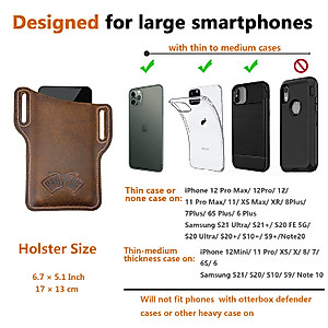 EASYANT Leather Cell Phone Holster Men Universal Case Waist Bag Sheath with Belt Loop Brown