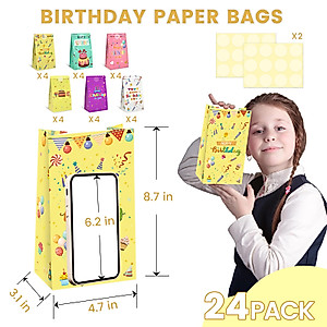 JOHOUSE 54PCS Birthday Party Favor Bags, Happy Birthday Goodie Bags Gift Bags Treat Bags for Kids Birthday Party 6 Designs