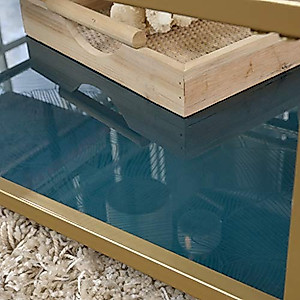 Sauder Coral Cape Coffee Table, L: 29.53" x W: 29.53" x H: 18.9", Satin Gold Finish