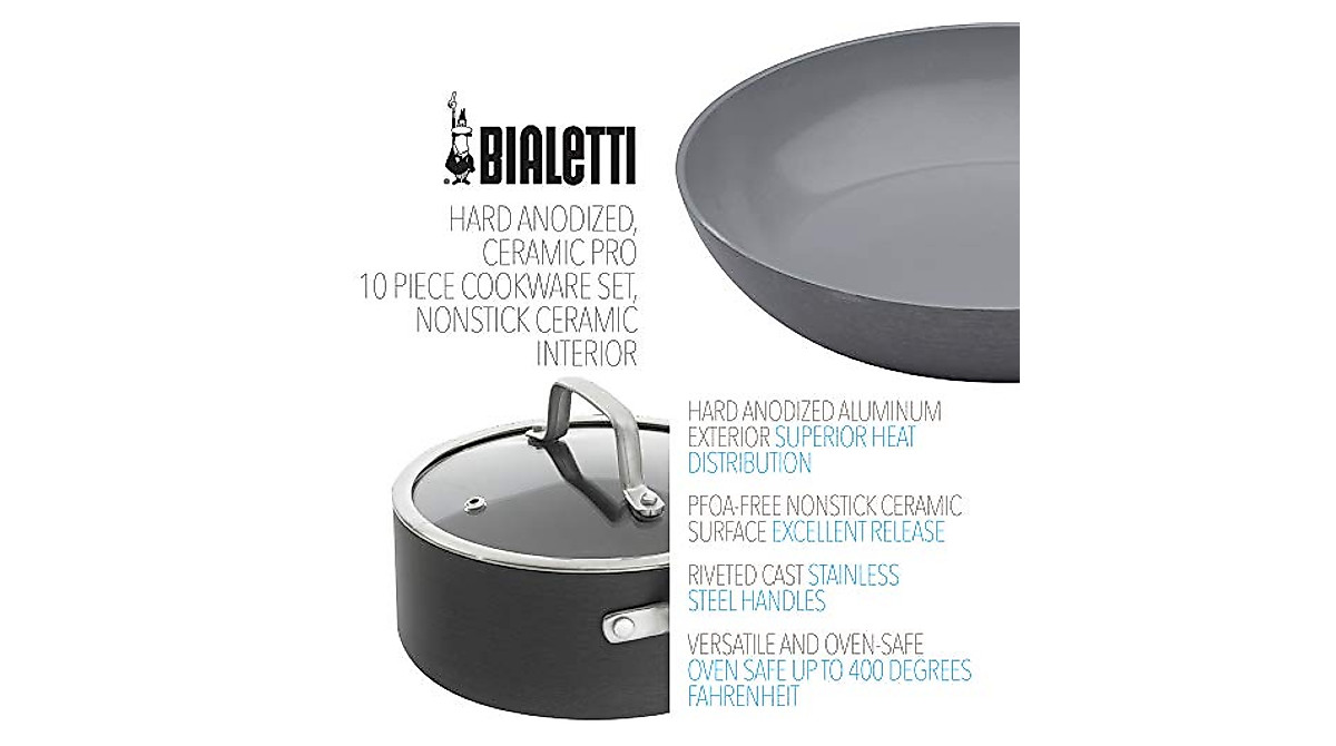 Bialetti Non-Stick Ceramic Cookware Set - 10 Pieces