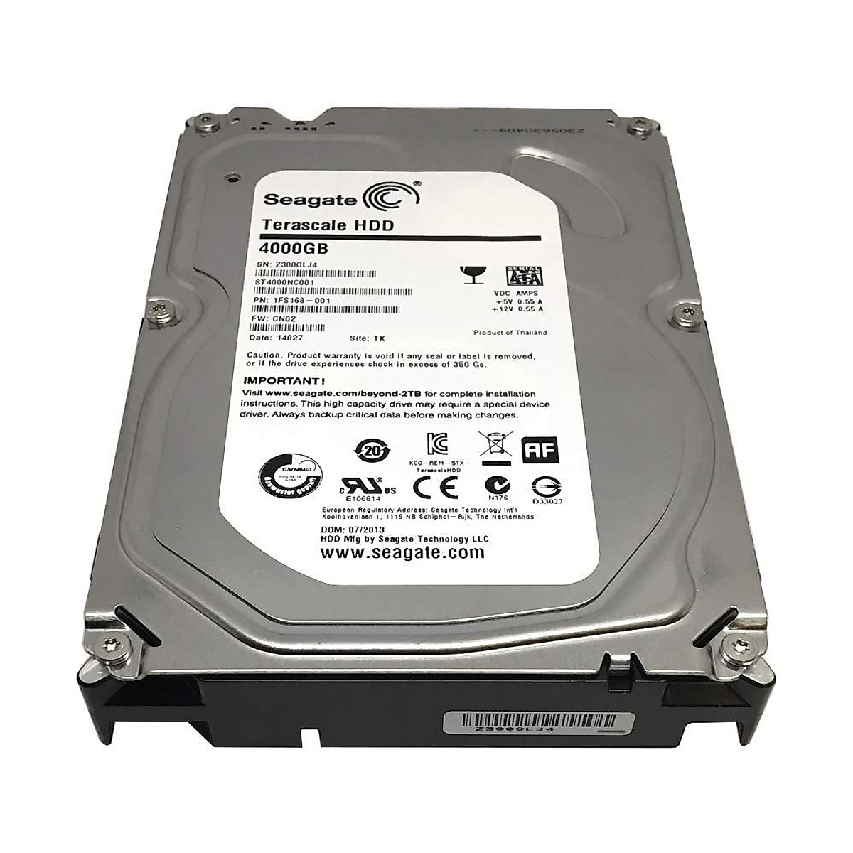 Seagate 4TB Terascale HDD SATA 6Gb/s 64MB Cache 3.5-Inch Internal NAS Hard Drive (ST4000NC001) - 3 Year Warranty (Renewed)