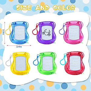 16 Pack Mini Magnetic Drawing Board for Kid(6 Colors), Erasable Doodle Sketch and Writing Pad, Backpack Keychain Clip Doodle Drawing Boards, Birthday Party Favor for Boys and Girls