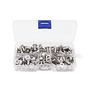 binifiMux 100pcs Flat Phillips Head M6 x 8mm/ 10mm/ 12mm/ 14mm/ 16mm 304 Stainless Steel Screws Kit