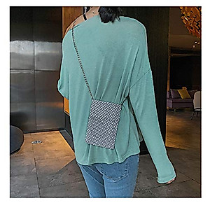 AIBEARTY Women Girls Sparkly Rhinestone Cell Phone Purse Mini Crossbody Bag Evening Clutch Shoulder Bag with Metal Chain